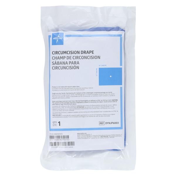 Medline Industries Inc 12x19" Sterile Circumcision Drape 5/8" Fenestra ...
