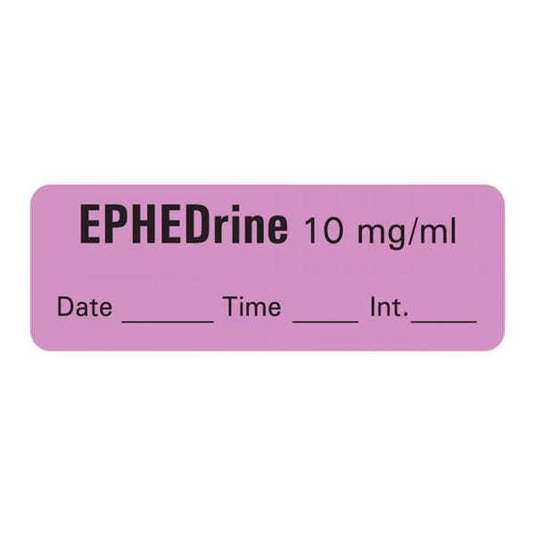 Precision Dynamics Corp. Anesthesia Label DTI Ephedrine 10mg/mL Violet ...