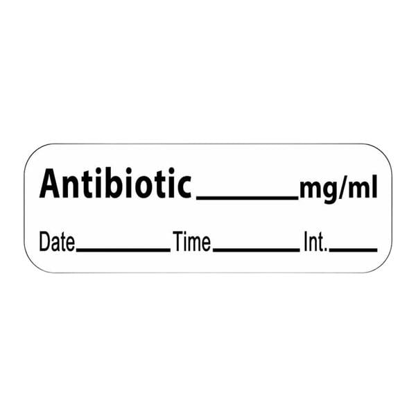 Precision Dynamics Corp. Anesthesia Label DTI Antibiotic White 1-1/2x1 ...