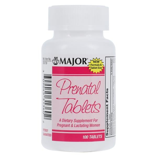 Major Pharmaceuticals Prenatal Vitamin Old Formula Tablets 100/Bottle ...
