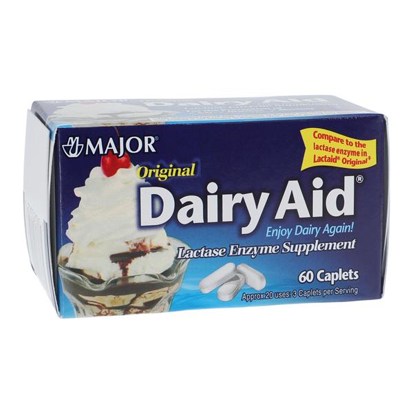 Major Pharmaceuticals Lactase Enzyme Dairy Aid Caplets 60/Bottle - 700 ...