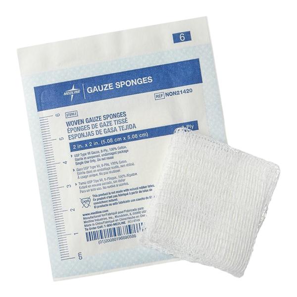 Medline Industries Inc Cotton Gauze Sponge 2x2" 8 Ply Sterile Woven No ...