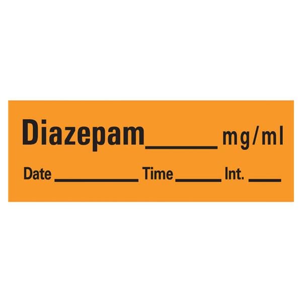 Precision Dynamics Corp. Anesthesia Label DTI Diazepan mg/ml Orange 1 ...