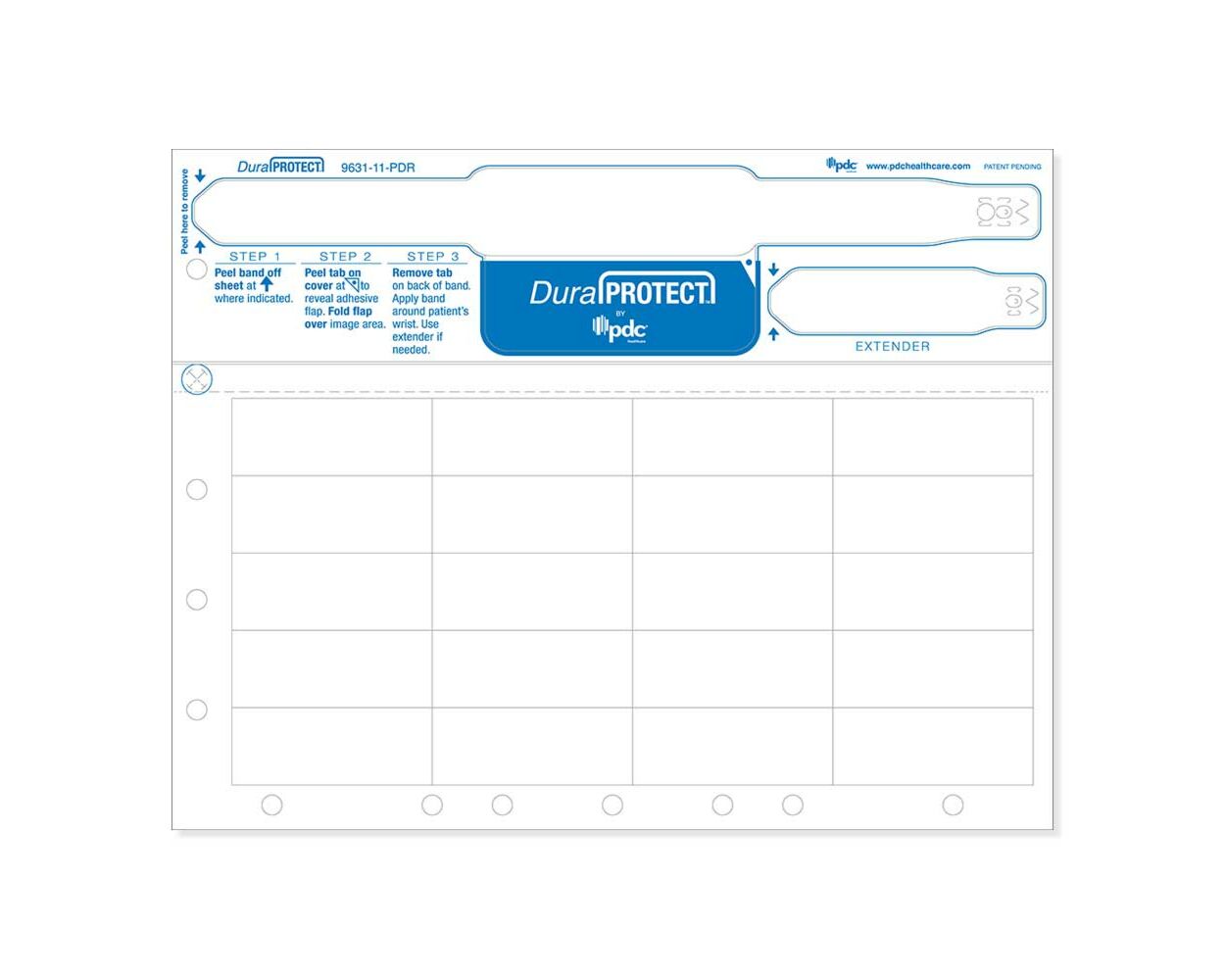 PDC Duraprotect® Laser Patient ID Wristband, Adult, 20 labels/sheet, W ...