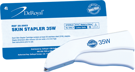 DEROYAL DELUXE 35-COUNT SKIN STAPLER FIXED HEAD SKIN STAPLER (PACKAGIN ...