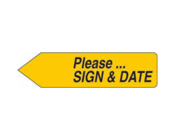 Spee-D-Point™ Flags & Tags "Please...Sign & Date" Yellow Removable 9/1 ...