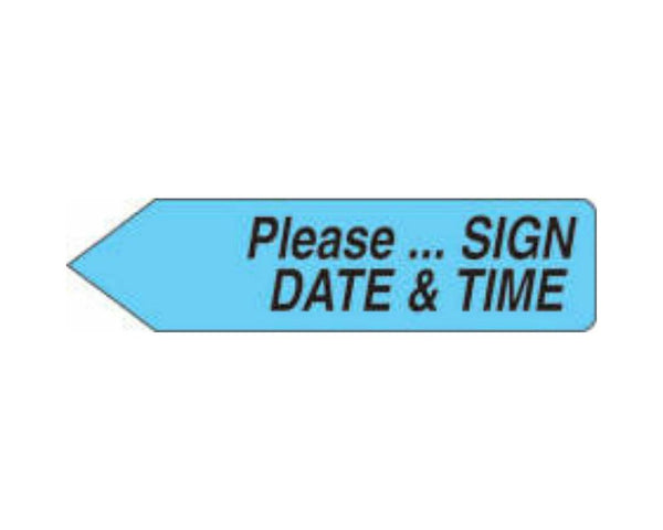 Spee-D-Point™ Flags & Tags "Please...Sign, Date & Time" Blue Removable ...