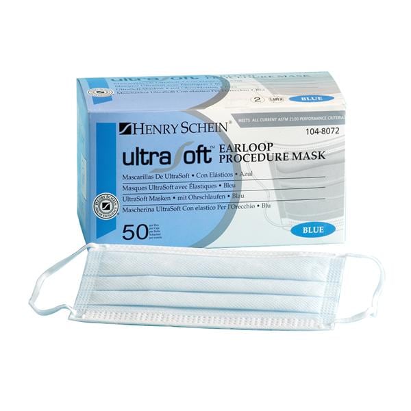 Henry Schein Inc. Mask Procedure UltraSoft ASTM Level 1 Blue 50/Bx, 40 ...