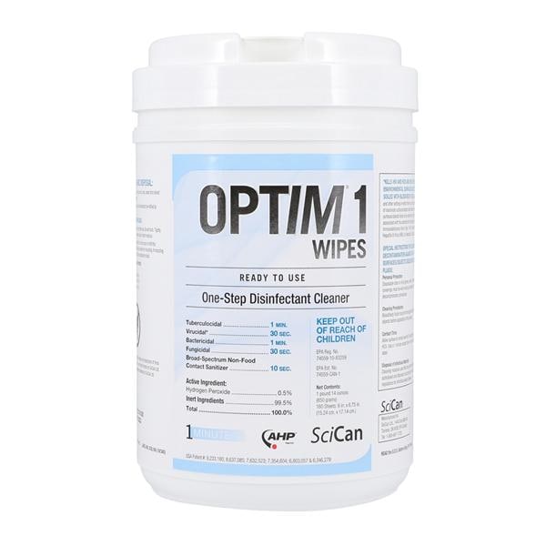 Scican Cleaner & Disinfectant Surface Wipe Optim 1 Large Canister 160 ...