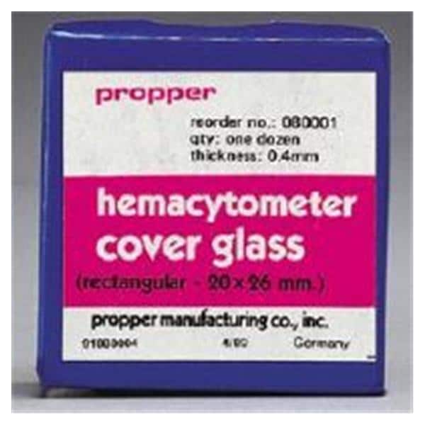 Propper Mfg Co Hemacytometer Microscope Cover Glass 20x26mm Ground Edg ...