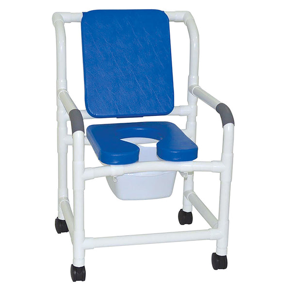 MJM International, deluxe shower chair (22"), twin casters (3"), cushi ...