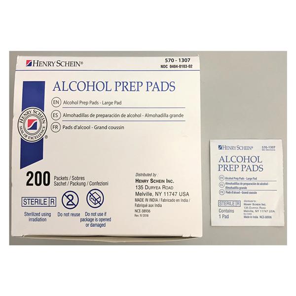 Henry Schein Inc. Prep Pad Alcohol Large 200/Bx, 20 BX/CA - HS1027 – Medute