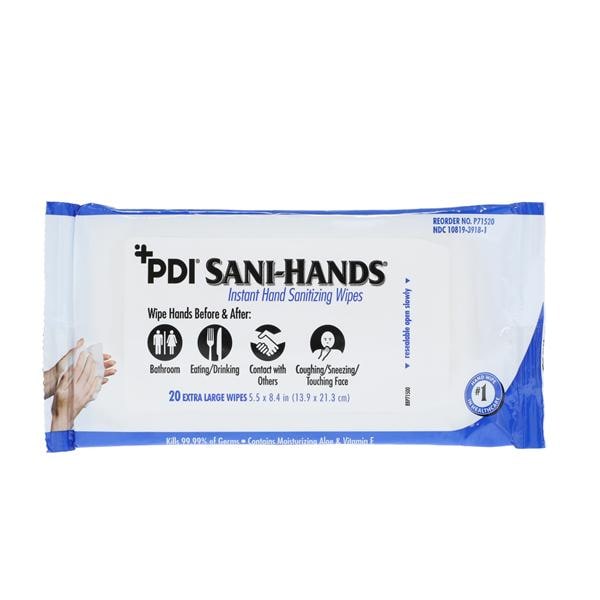 PDI Professional Disposables Sanitizer Hand Wipes Sani-Hands 70% Ethyl ...