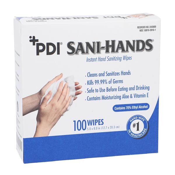 PDI Professional Disposables Sanitizer Hand Wipes Sani-Hands 70% Ethyl ...