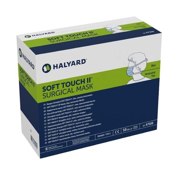 O & M Halyard Mask Surgical Tecnol ASTM Level 1 Pleated Blue 50/Bx, 6 ...