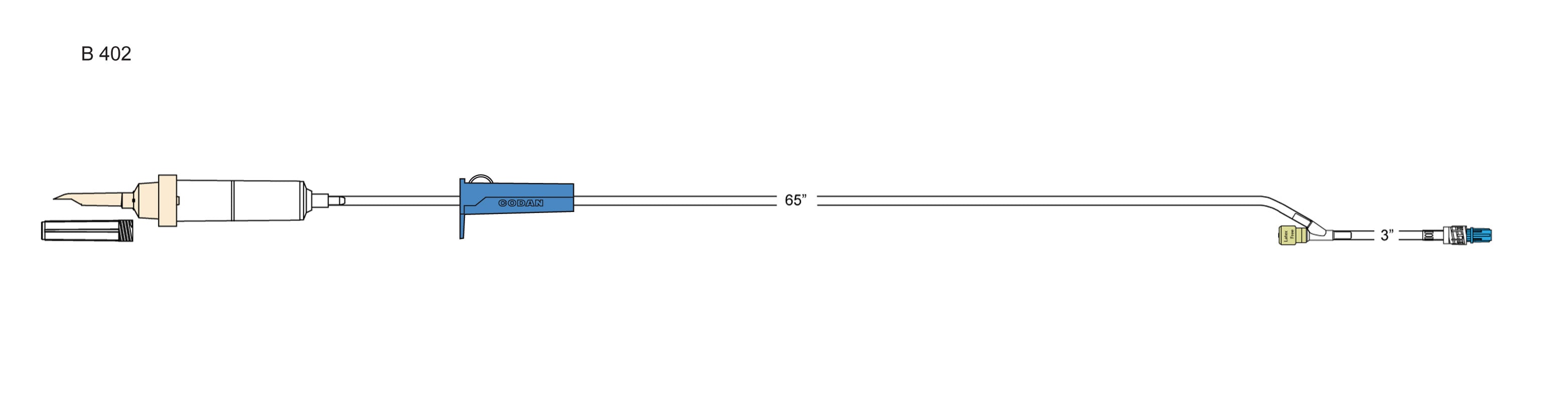 CODAN 60d non-vented chamber, 15 micron fluid filter, slide clamp, – Medute