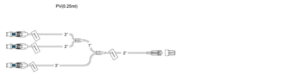 CODAN Trifurcated MiniBore Extension Set, (3) swabable valves, (4) sli ...