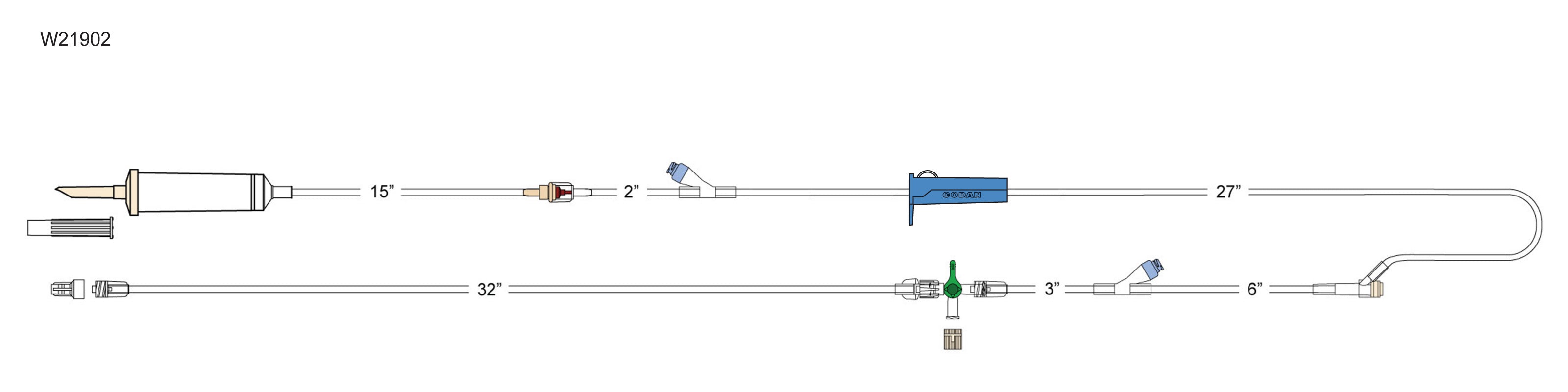 CODAN 10d non-vented chamber, back check valve, (2) needlefree Y-sites ...
